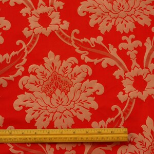 Red & Silver Damask Jacquard 100% Silk Fabric 54" Wide, by the Yard (JD ...