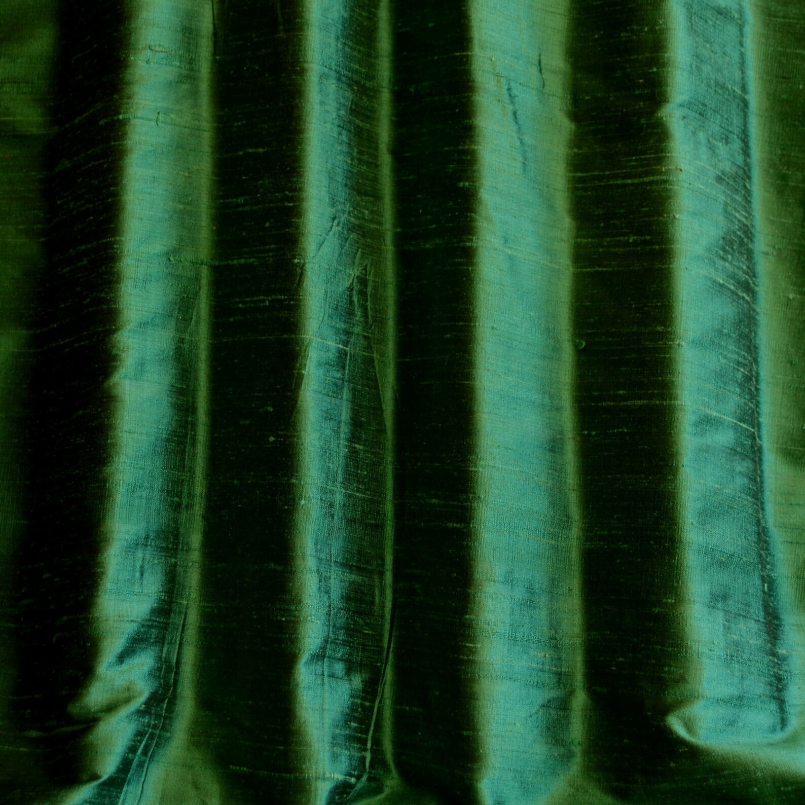 Iridescent Forest Green Dupioni Silk, 100% Silk Fabric, 44" Wide, by ...