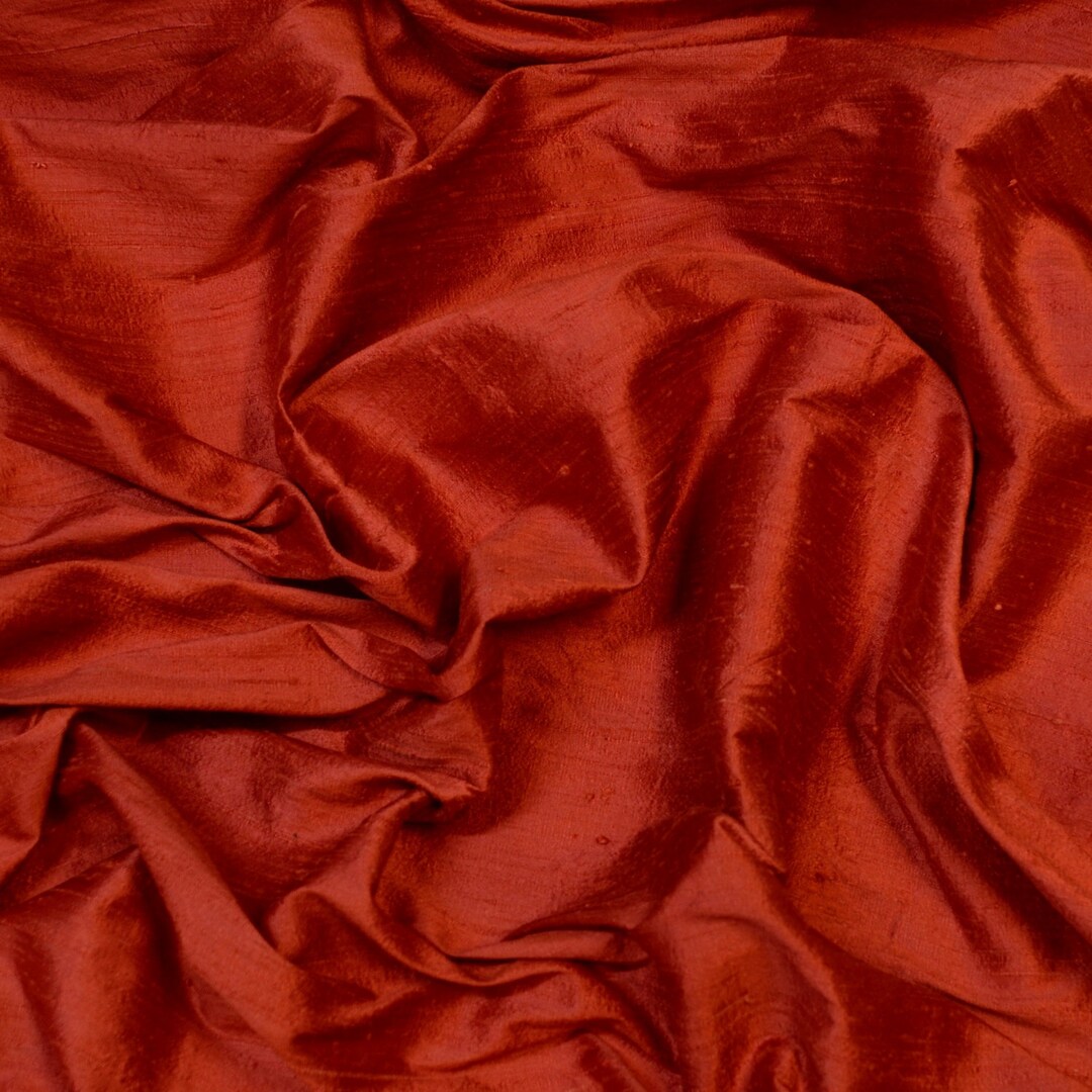 Iridescent Red Spice Dupioni Silk, 100% Silk Fabric, 54" Wide, by the ...