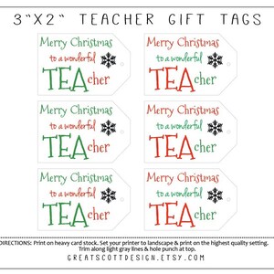 Teacher Gift Idea Gift Tags Instant Download Print at Home Printable ...