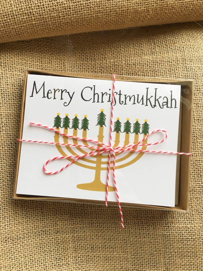 Pack of 10 Christmas / Hanukkah Cards - Merry Christmukkah - Etsy