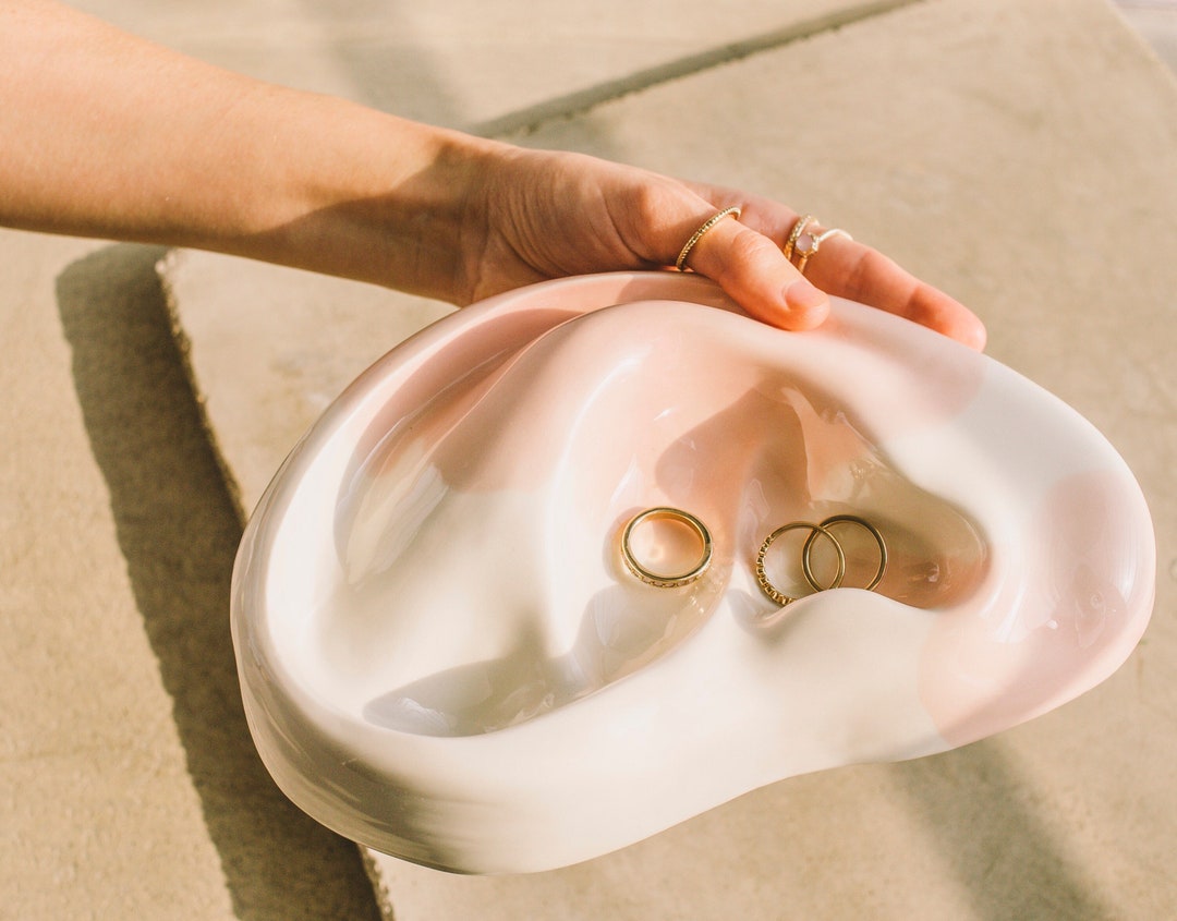 Ear-shaped Ceramic Catch All Dish: Hand-painted Vanity Tray - Etsy