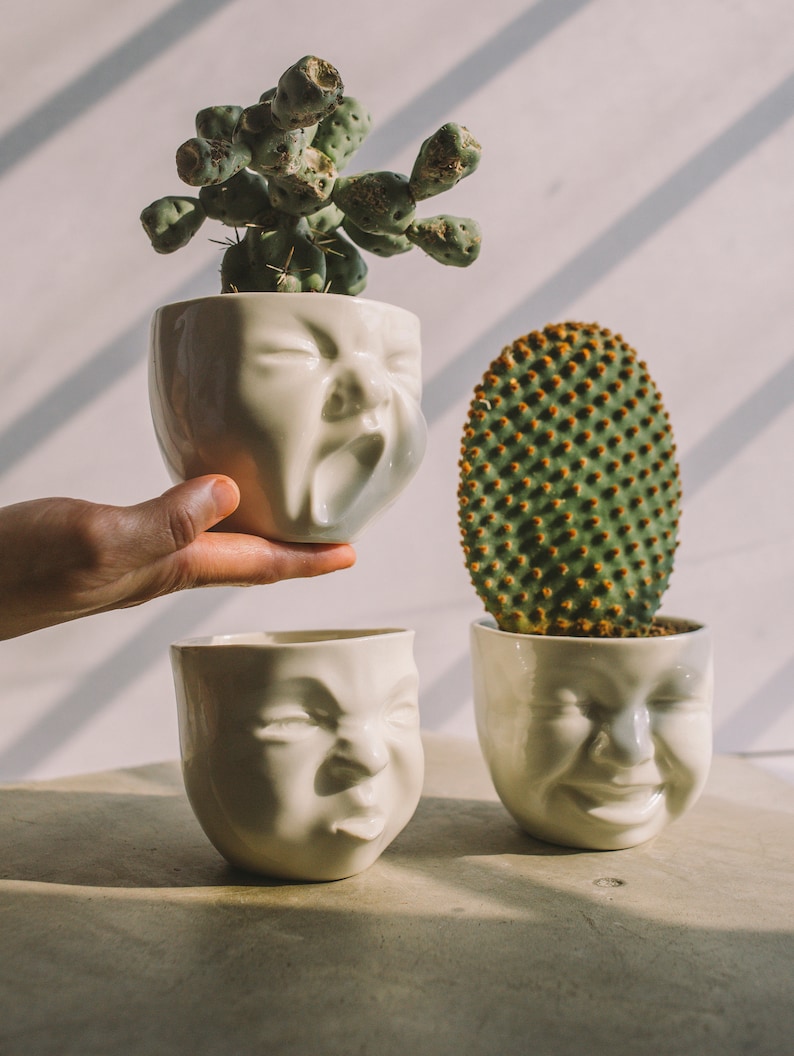 Handmade Ceramic Face Planters Small Succulent Planter Head - Etsy