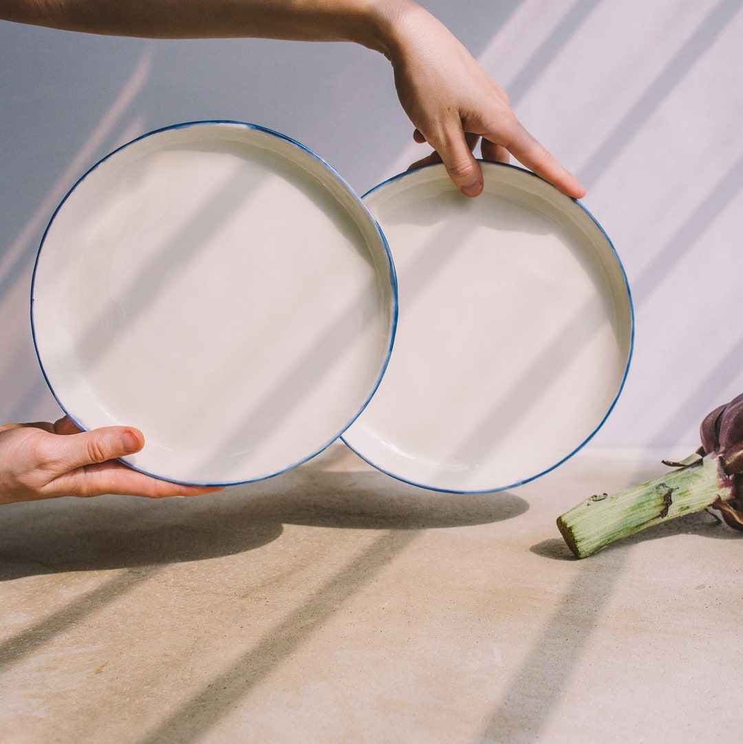 Modern Ceramics Salad Plate Pottery Plates Blue and White Plates Small ...