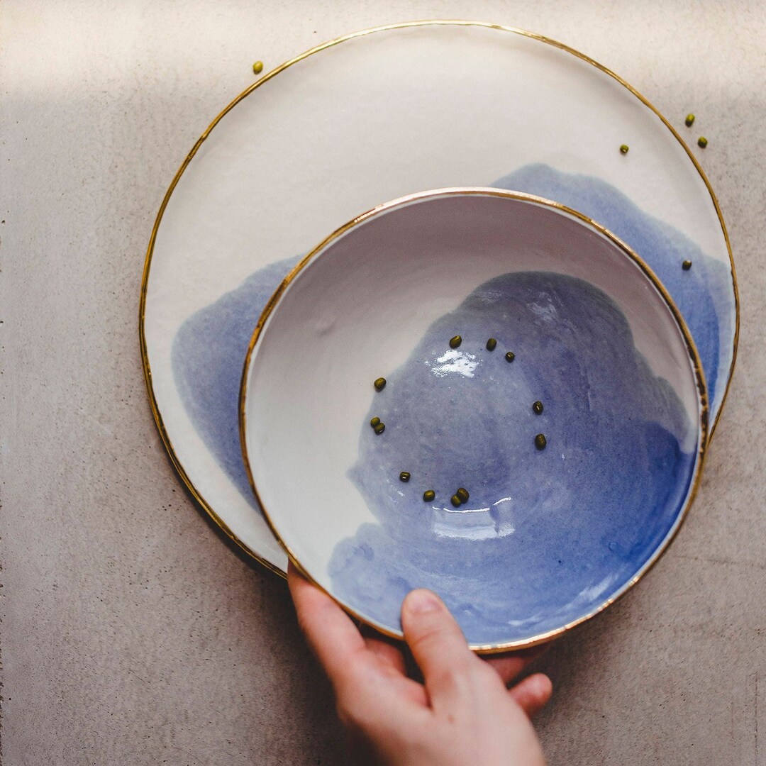 Pottery Dinner Set, Dinnerware Set Blue, Dinnerware Set Pottery, Plate ...