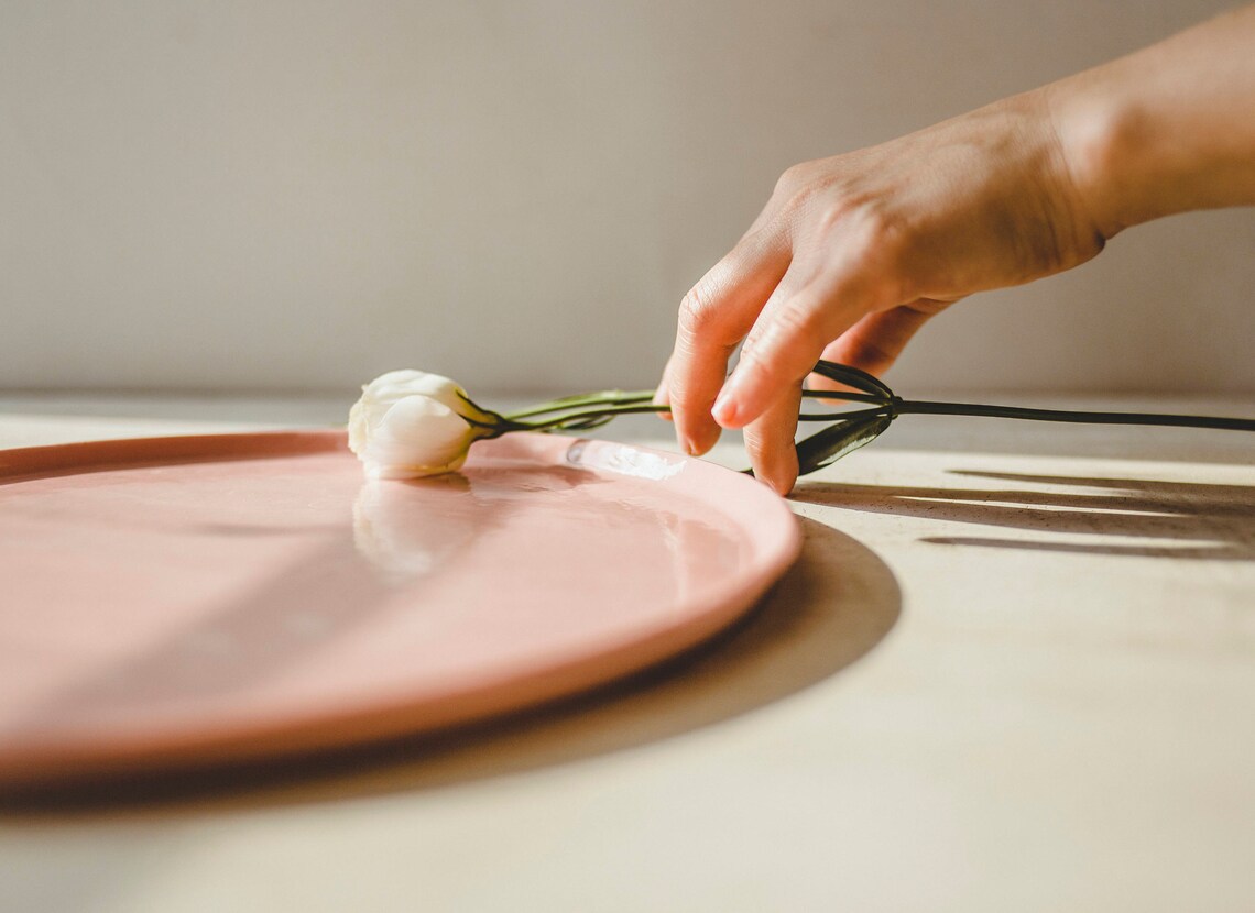 Handmade Porcelain Blush Dinner Plate Small Serving Tray | Etsy