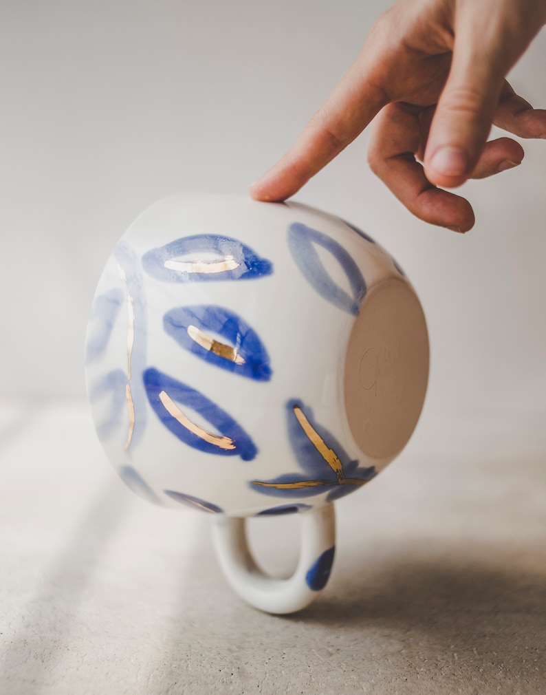 Handmade Pottery Extra Large Coffee Mug Hand Painted Porcelain - Etsy