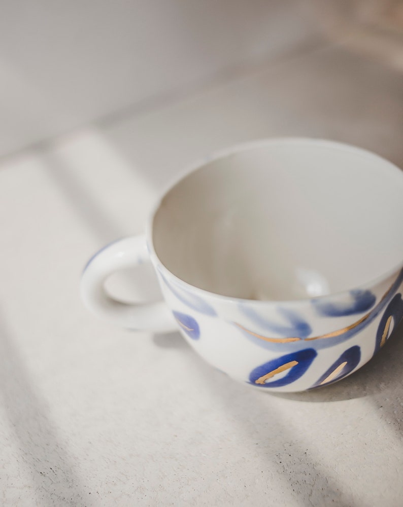 Handmade Pottery Extra Large Coffee Mug Hand Painted Porcelain - Etsy