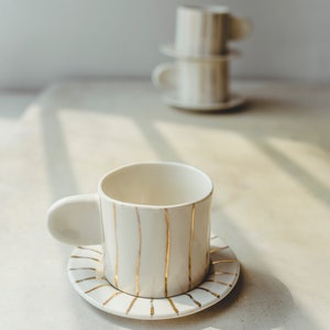 Handmade Porcelain Espresso Cup and Saucer Set Hand Painted Ceramic ...