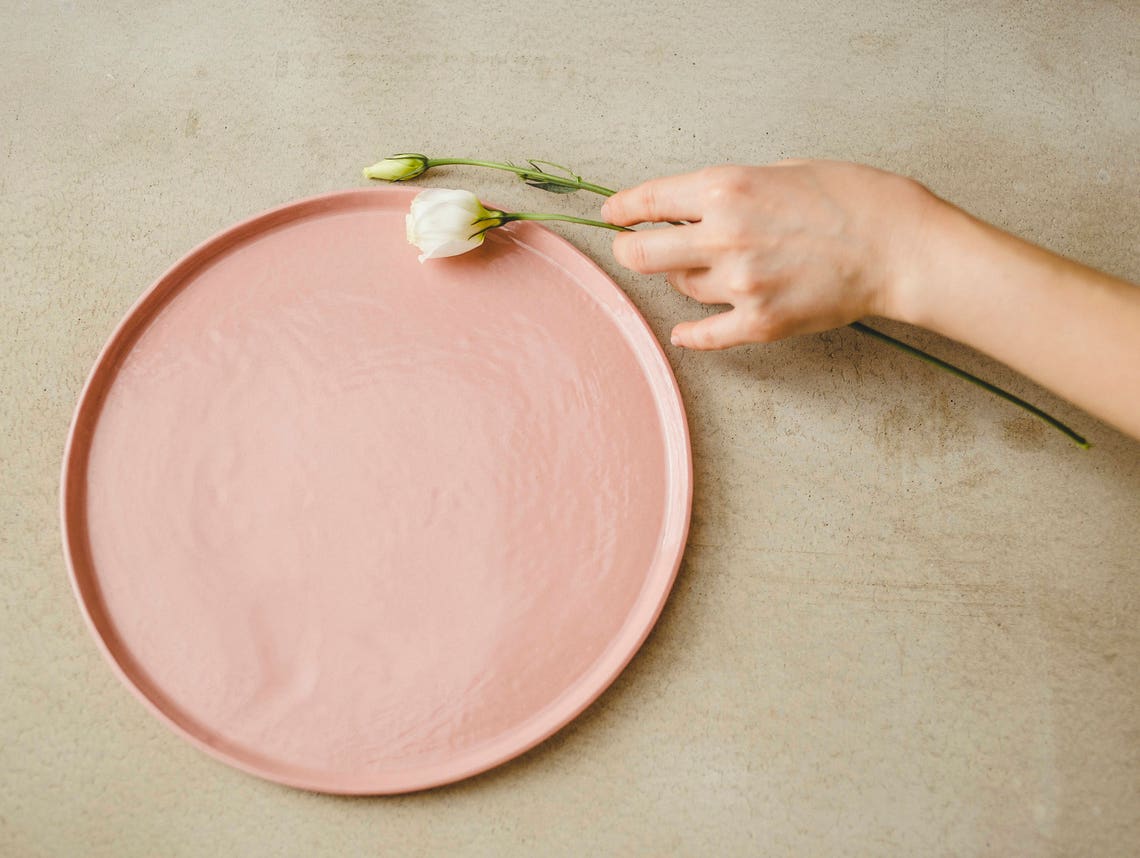 Handmade Porcelain Blush Dinner Plate Small Serving Tray | Etsy
