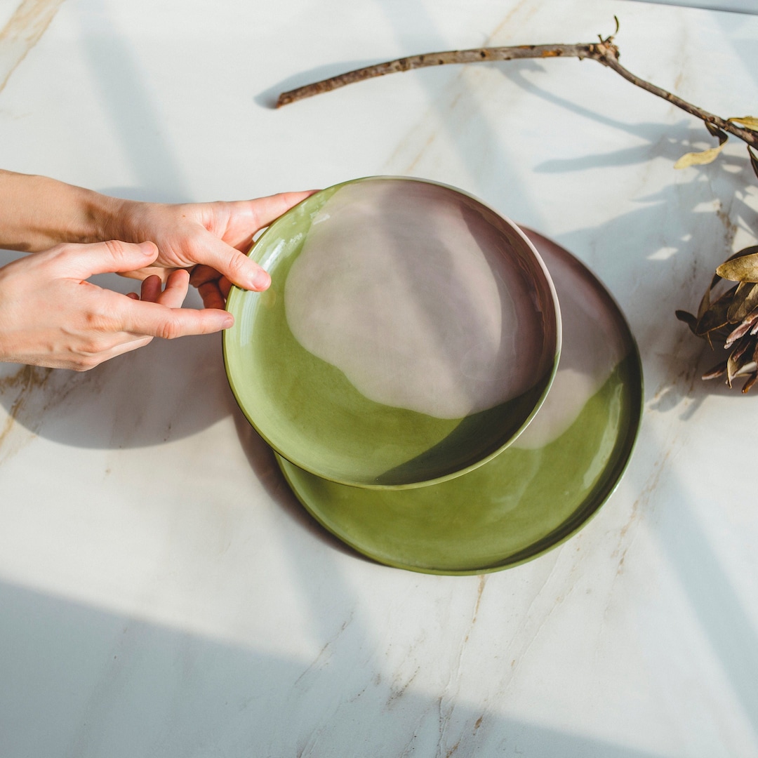 Handmade Pottery Ceramic Dinner Plates, Eclectic Home Decor Wedding ...