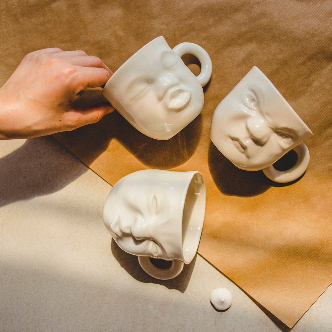 Tea Cup Pottery Mug Creepy Cute Unique Coffee Mugs Tea Party Teacup ...