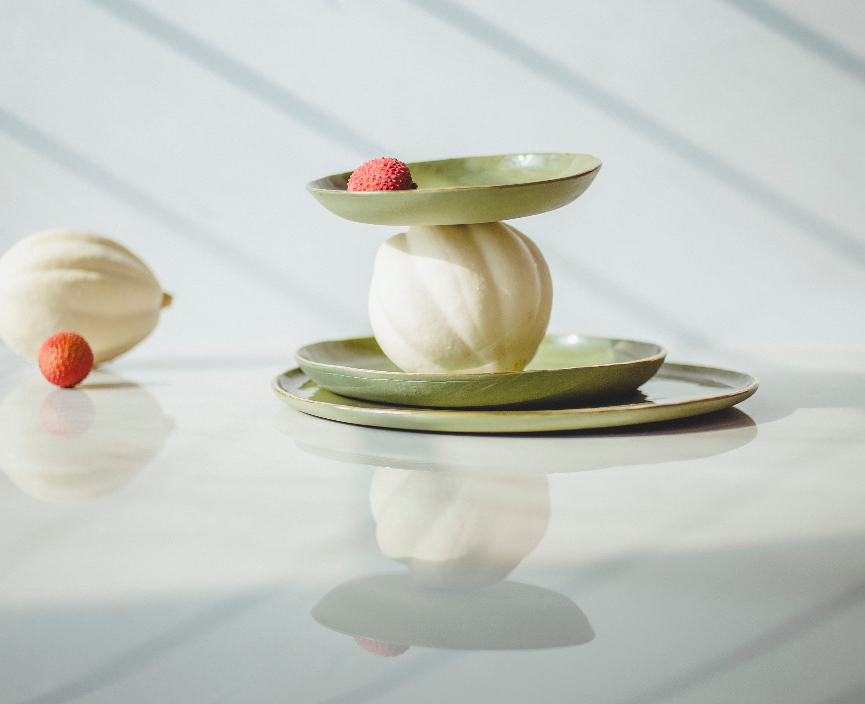 Green Ceramic Dinner Plates Set Ceramic Dinnerware Set Pottery ...