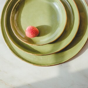 Green Ceramic Dinner Plates Set Ceramic Dinnerware Set Pottery ...