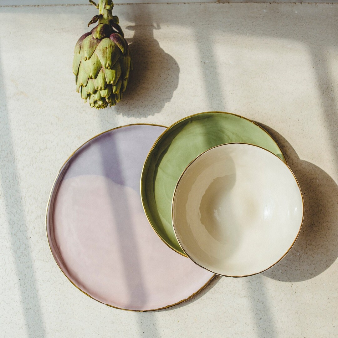 Mix and Match Ceramic Dinnerware Set Handmade Pottery Stoneware Plates ...