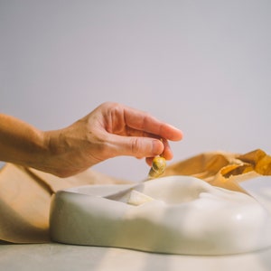 Handmade Pottery Porcelain Dish Ear Shaped Decorative Bowl Coffee Table ...