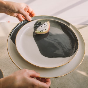 Handmade Ceramic Plates Set Hand Painted Pottery Dinnerware Ombre ...