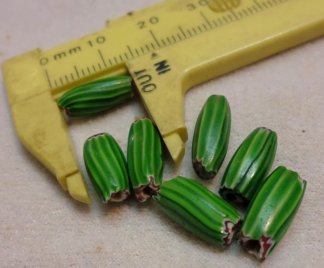 Wat N1 - Set of 6 Green Stripe Watermelon Antique Italian African Trade ...