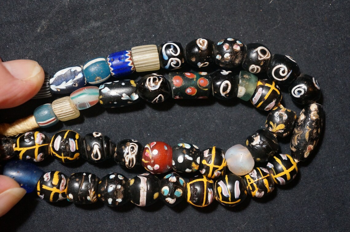 Very Long Strand African Trade Beads Very Old Mixed Strand - Etsy