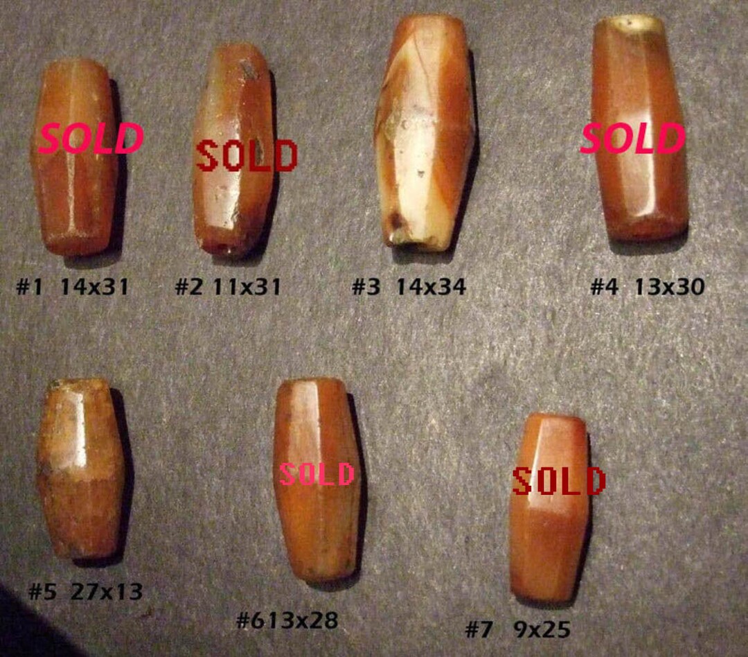 Ancient Carnelian Bicone Beads From the African Trade. 1 Mm Hole. Be ...