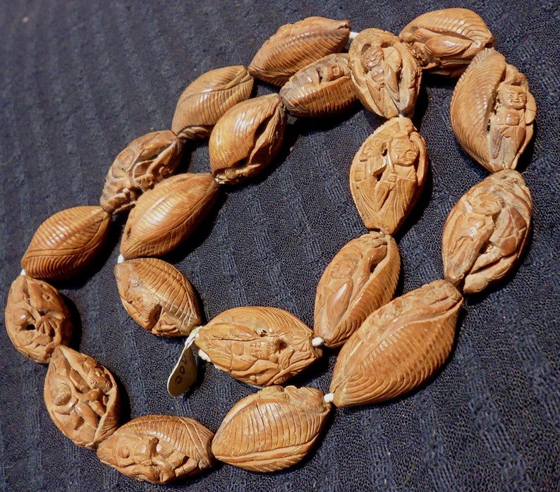 Set 3 Ten Rare Old Highly Detailed Chinese Carved Olive | Etsy