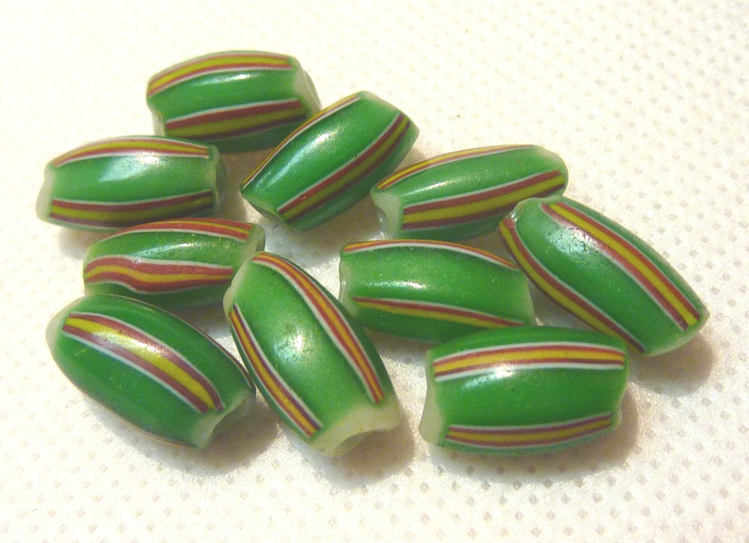 Wat Pkg 108 -- Set of 10 Vintage Striped Venetian Glass Watermelon ...