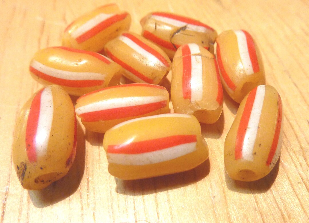 Wat Pkg 102 --10 Old Venetian Glass Watermelon African Trade Beads, 10 ...