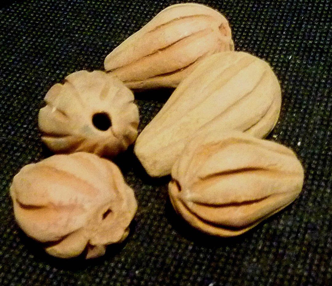 5 Earthy Natural Color Fired Clay Hand Made African Beads, Tapered ...