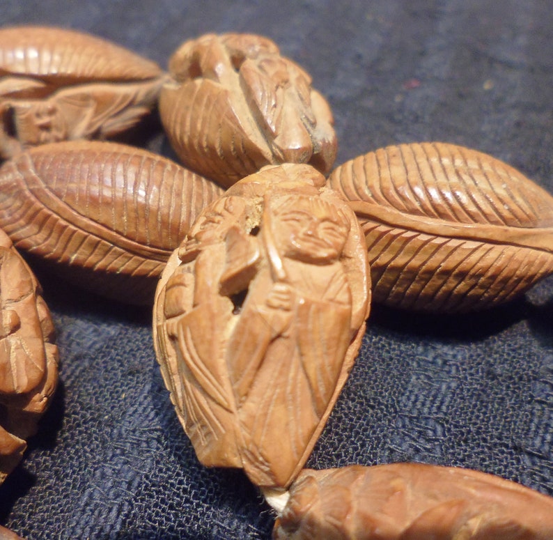 Set 3 Ten Rare Old Highly Detailed Chinese Carved Olive | Etsy