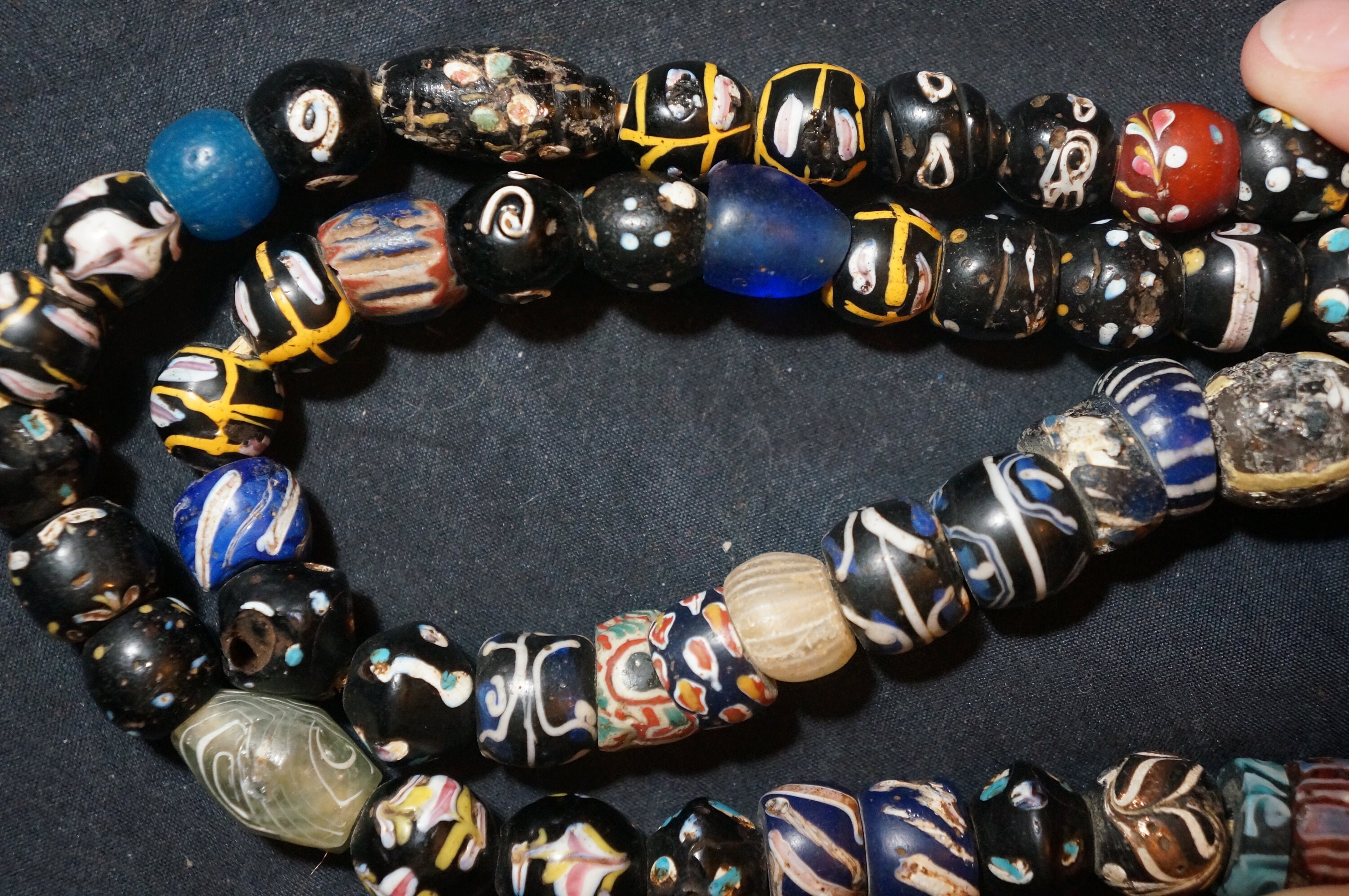 Very Long Strand, African Trade Beads, Very Old, Mixed Strand Venetian ...