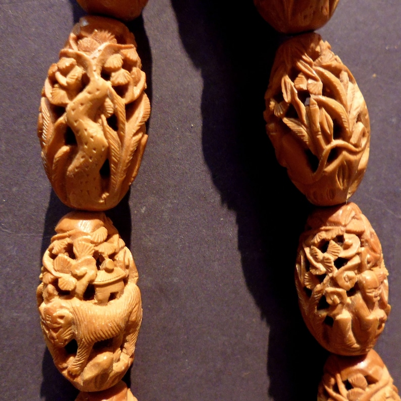 Rare Old Highly Detailed Chinese Carved Olive Pits, Plants, Flowers ...