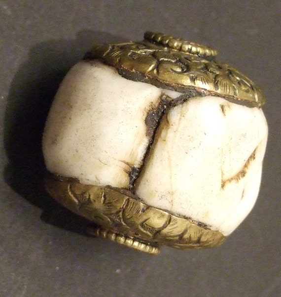 Old African Trade Conch Shell Bead With Brass Caps Nepal - Etsy