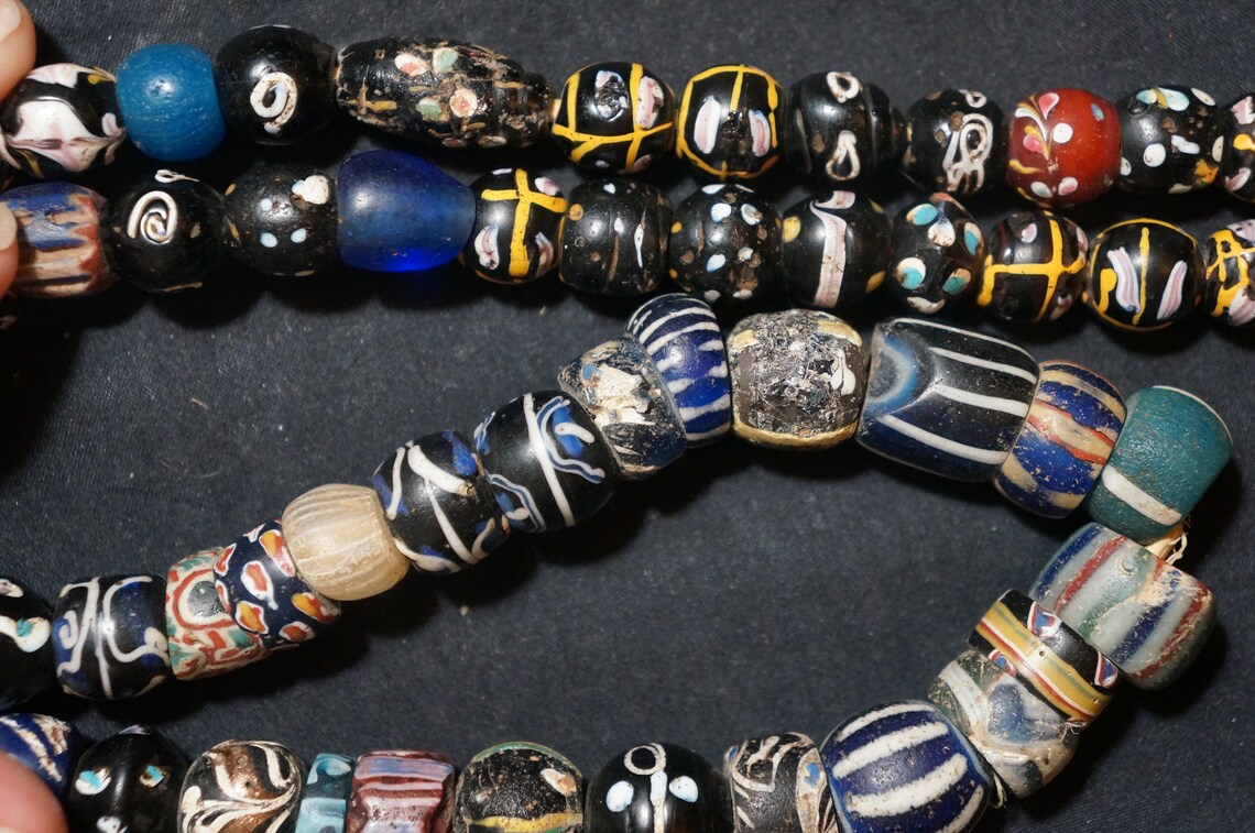 Very Long Strand African Trade Beads Very Old Mixed Strand - Etsy