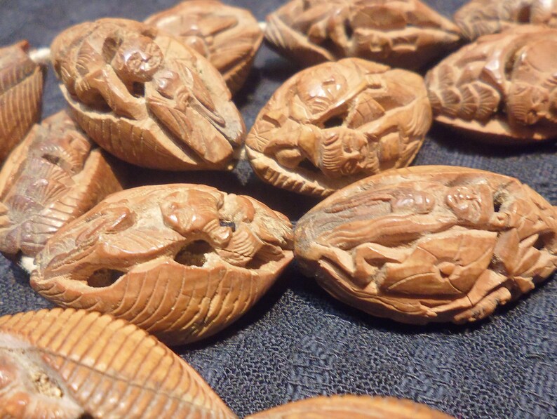 Set 3 Ten Rare Old Highly Detailed Chinese Carved Olive | Etsy