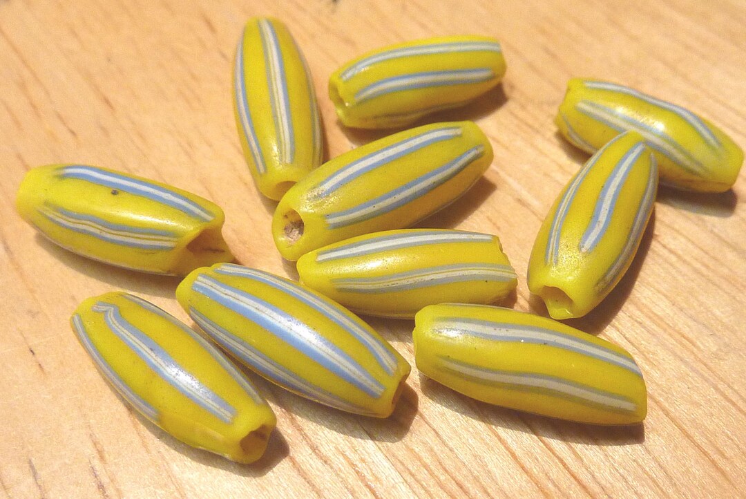 Wat Pkg 104 -- 10 Vintage Striped Watermelon Venetian African Glass ...