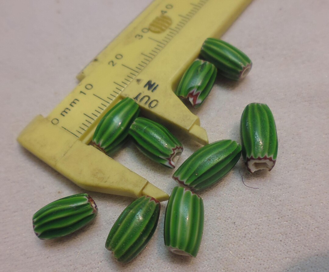 Wat N4 - Set of 9 Green Stripe Watermelon Antique Italian African Trade ...
