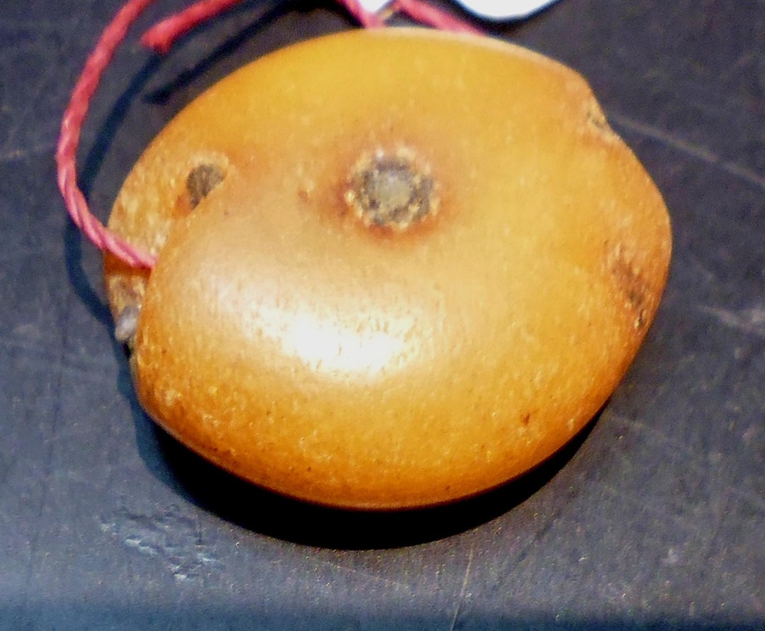 Very Very Old Authentic Copal Amber Bead. See the Wear Around Holds to ...