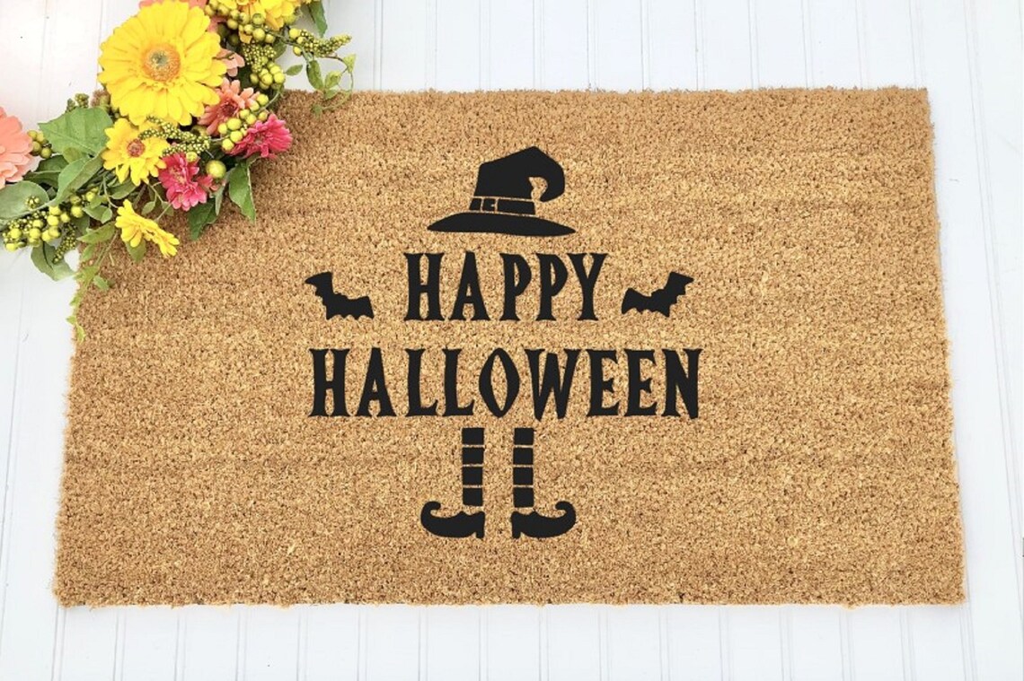Halloween Doormat Happy Halloween Door Mat Witch Doormat - Etsy