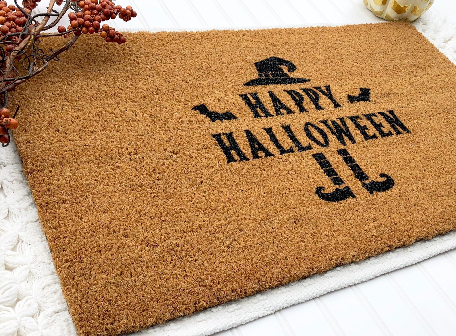 Halloween Doormat Happy Halloween Door Mat Witch Doormat - Etsy