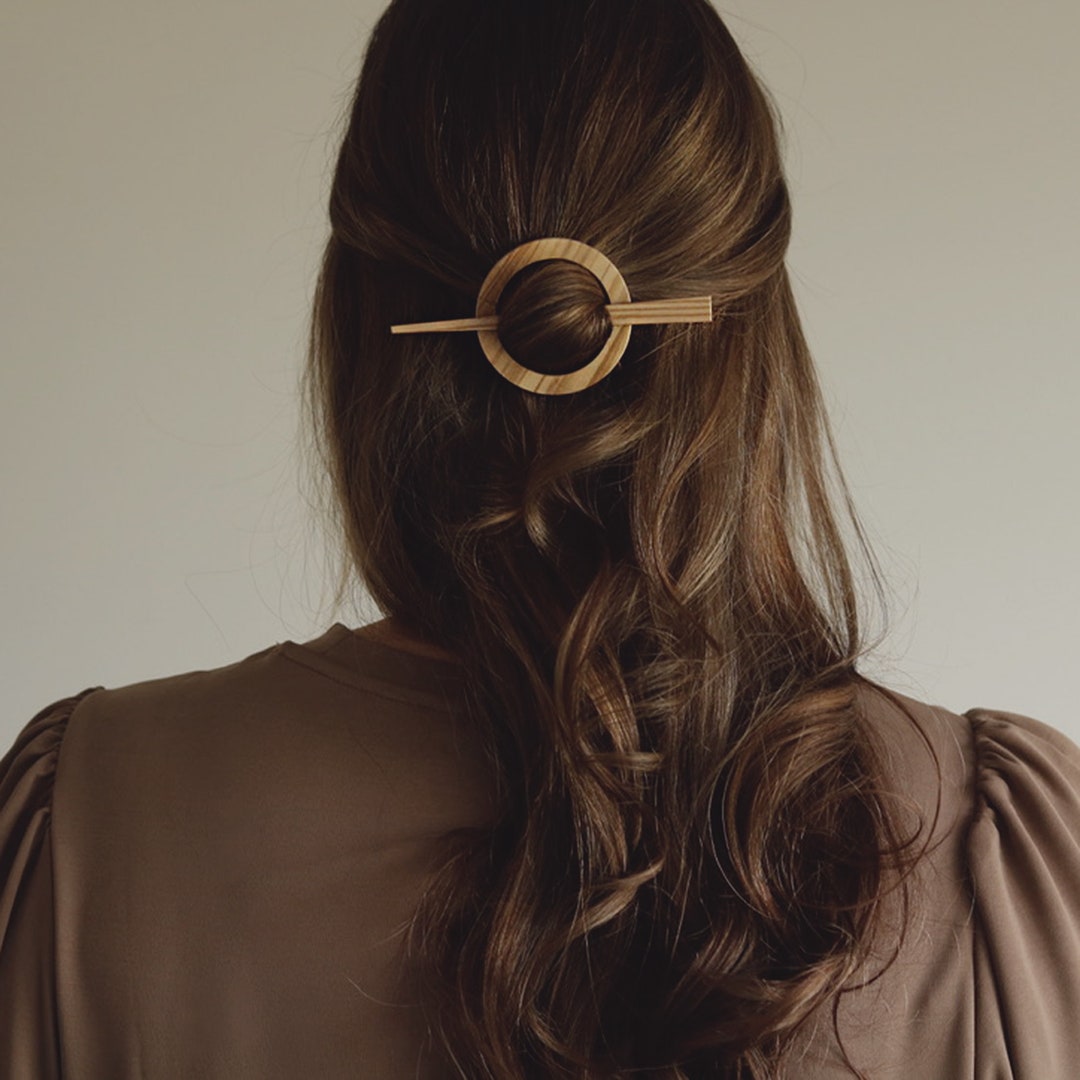Circle Hair Pin - Wood, Wooden, Hair Piece, Hair Clip, Mother's Day ...