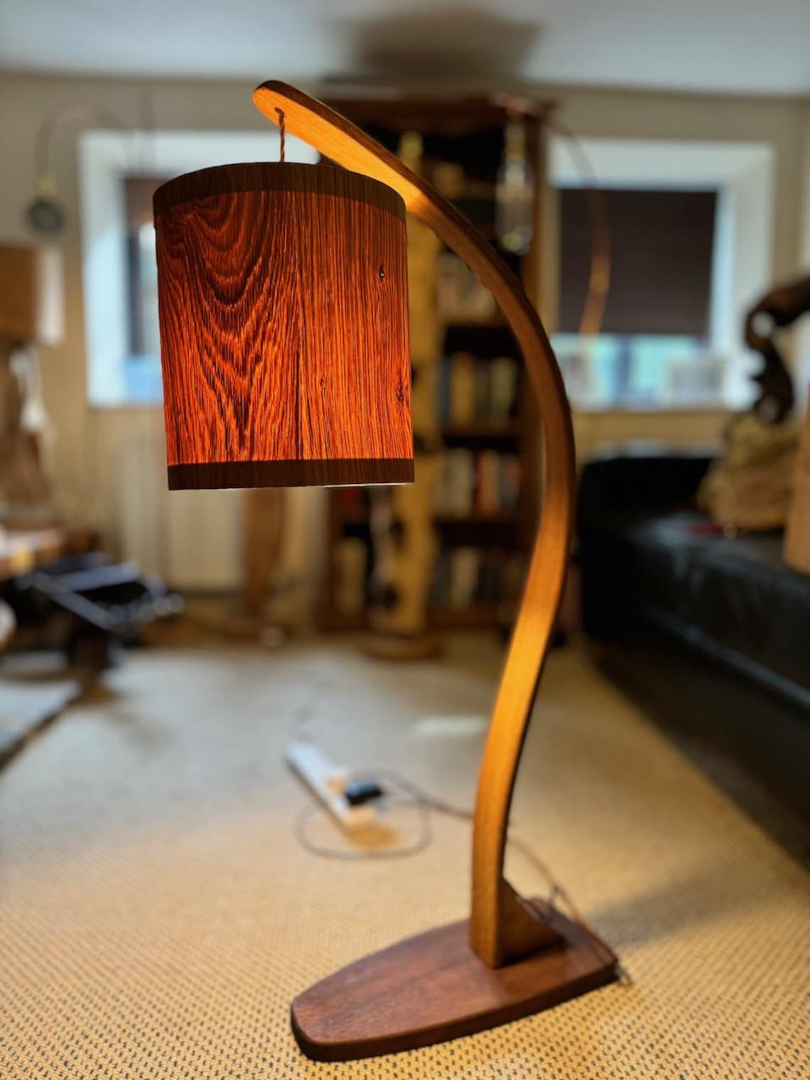 Oak Curved Lamp With Oak Veneer Lampshade - Etsy