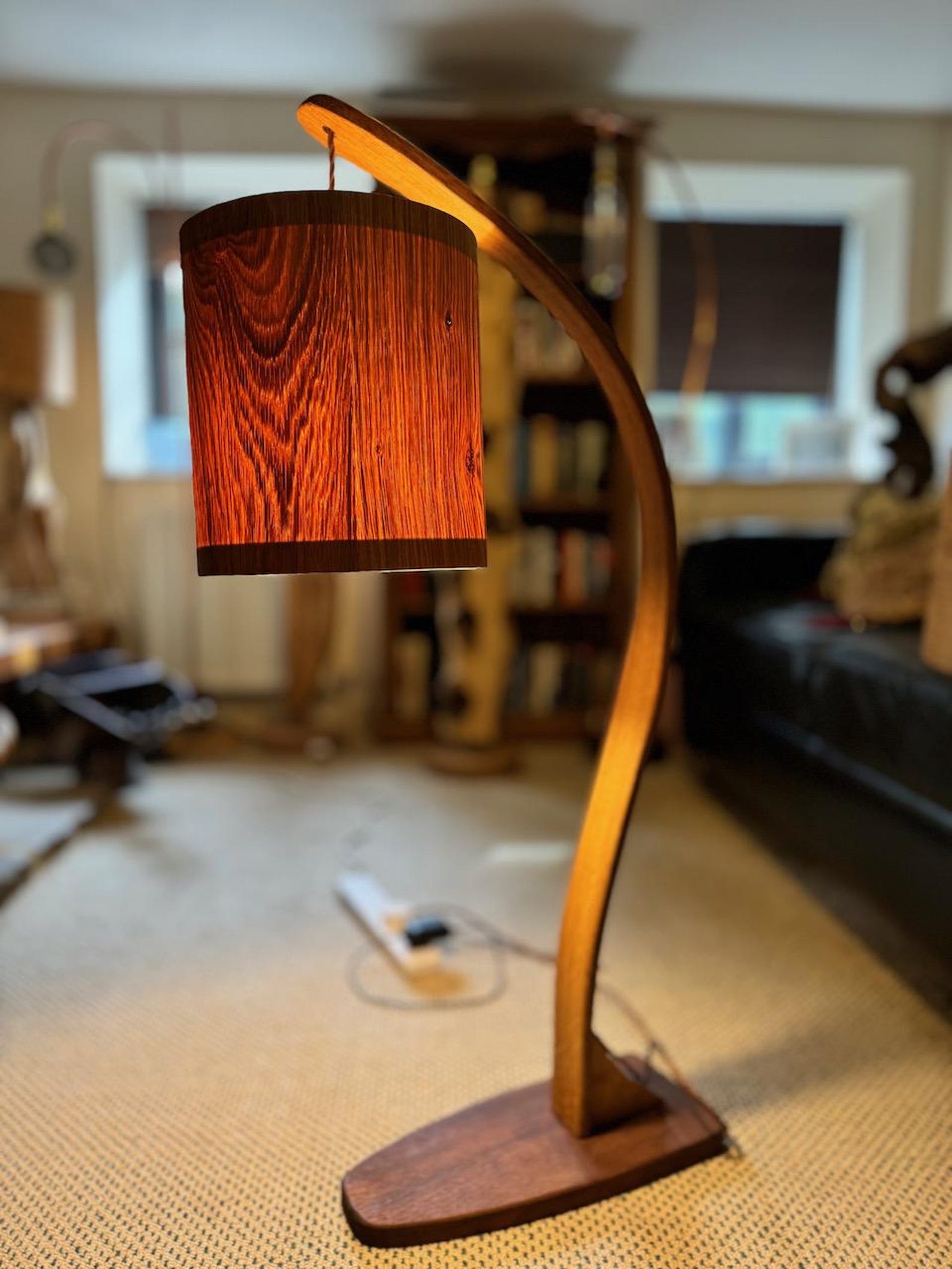Oak Curved Lamp With Oak Veneer Lampshade - Etsy