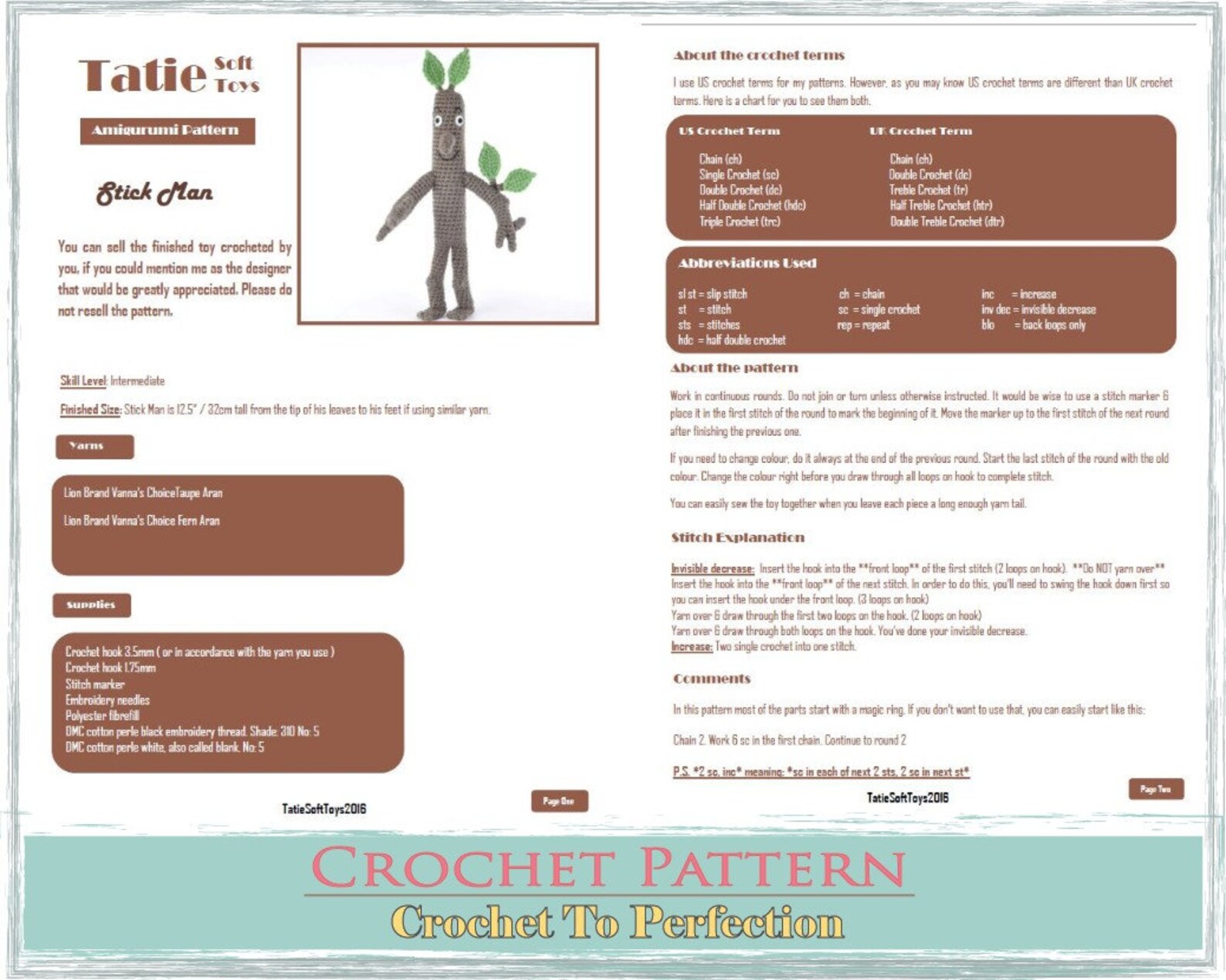 2 PDF FILES Amigurumi Pattern Inspired by Stickman Crochet - Etsy UK