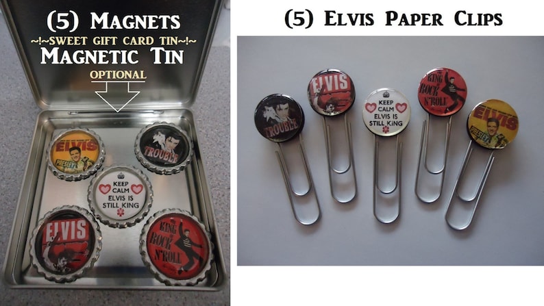Elvis Presley Paperclips OR Fridge Magnets, Handmade Set of 5 - Etsy