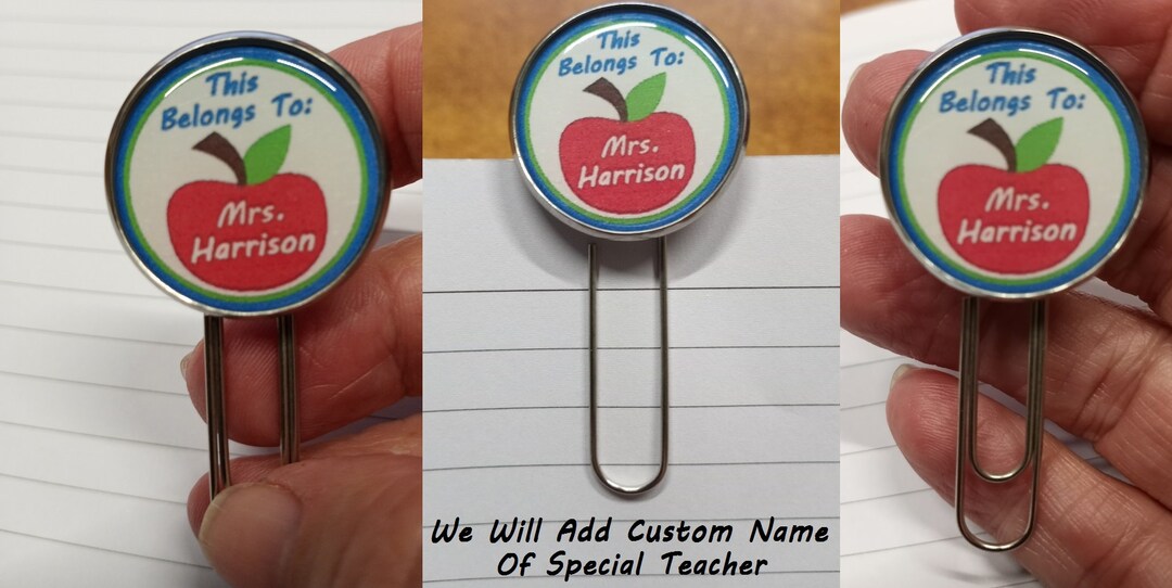 Teacher Paper Clips Custom Made Red Apple Paper Clip Special Teacher ...