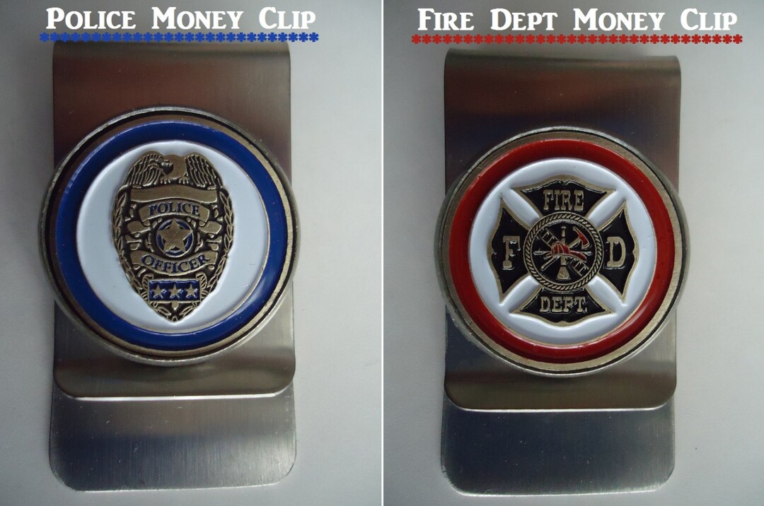 Firemen OR Policemen Stainless Steel Money Clip Nice Gift 4 Policeman ...