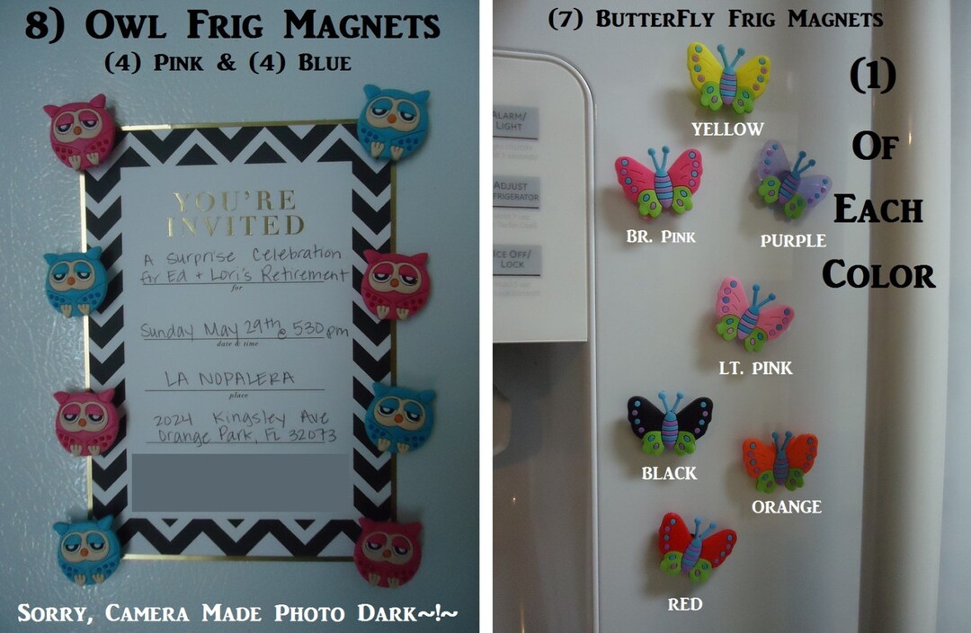 Butterfly Frig Magnets OR Owl Magnets Hang Childrens Artwork Photos on ...