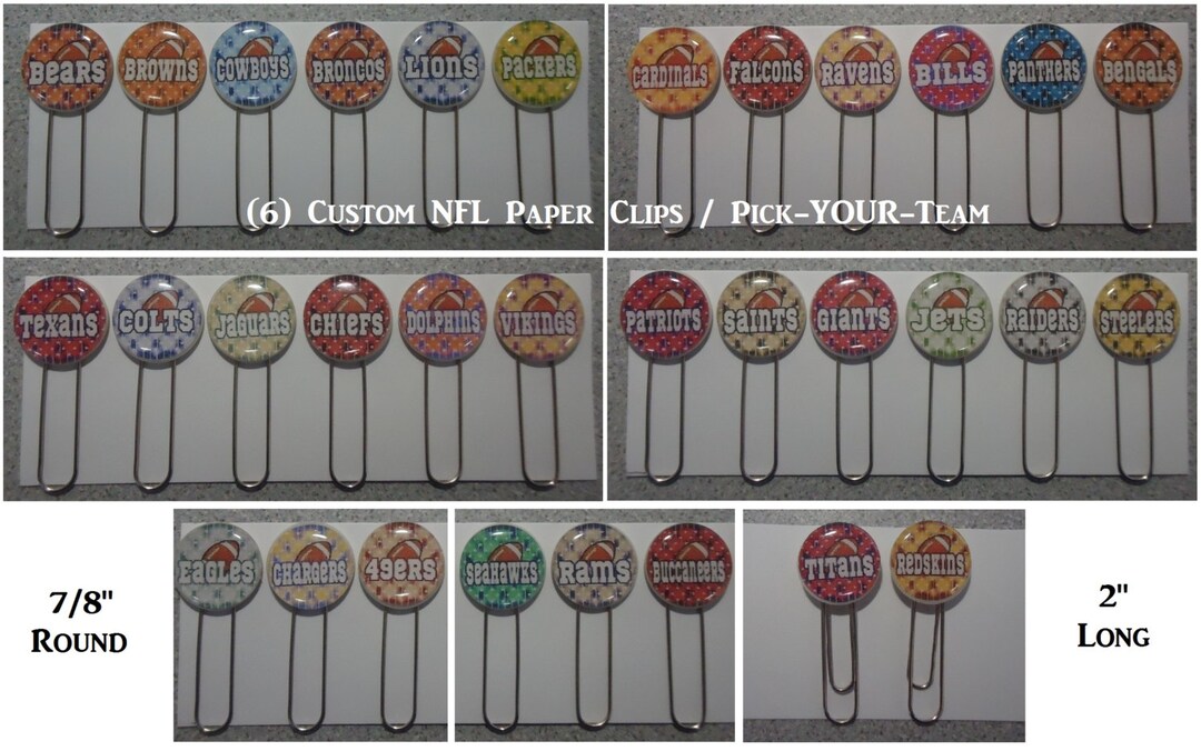 NFL Custom Paperclips FREE (6) Matching Frig Magnets per Order ...