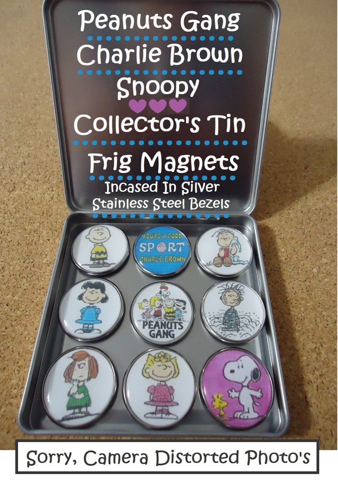 Peanuts (9) 1" Frig Magnets Charlie Brown Magnets Charlie Brown Gang ...