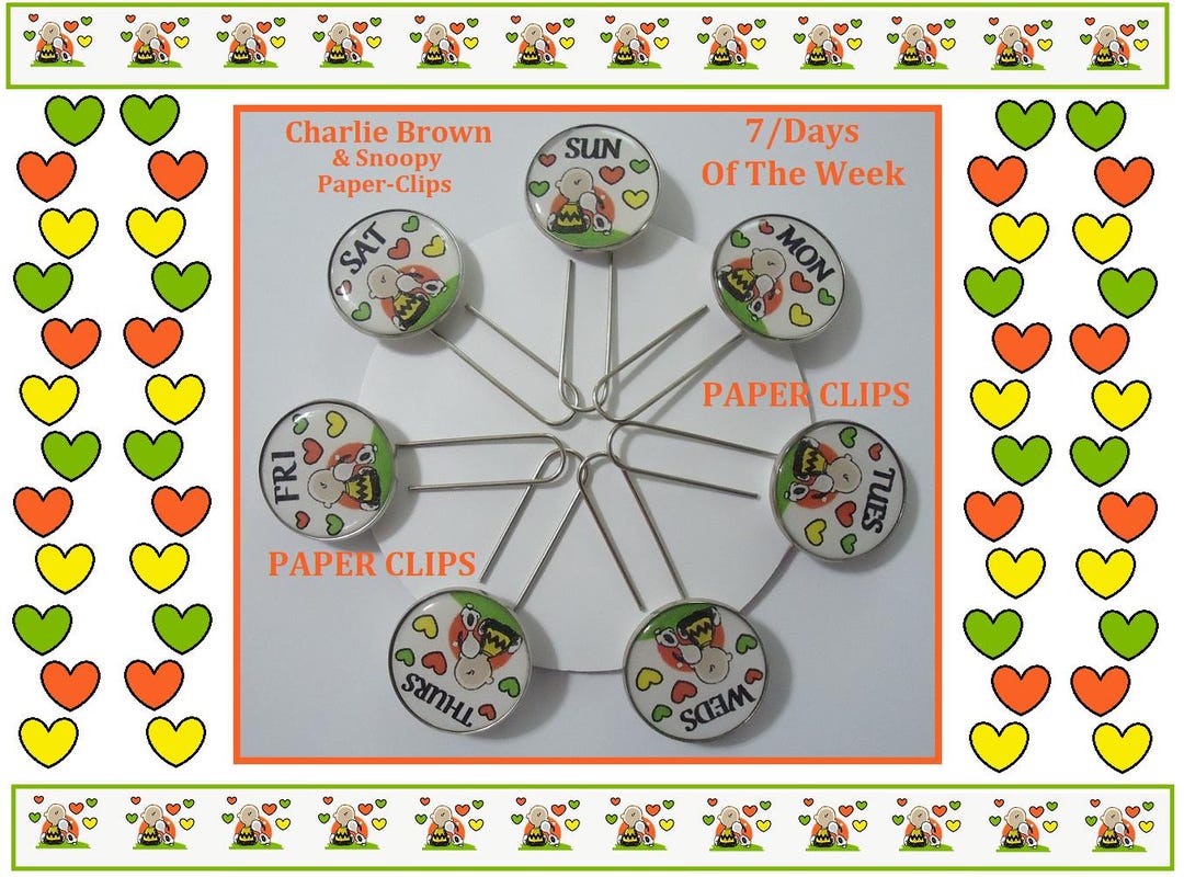 Peanuts Gang Paper Clips Days of the Week Snoopy Paper Clips Office ...
